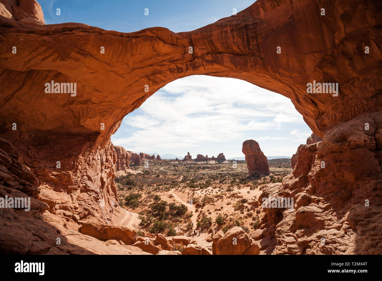 Double Arches in Arches National Park, USA. This double arches is ...