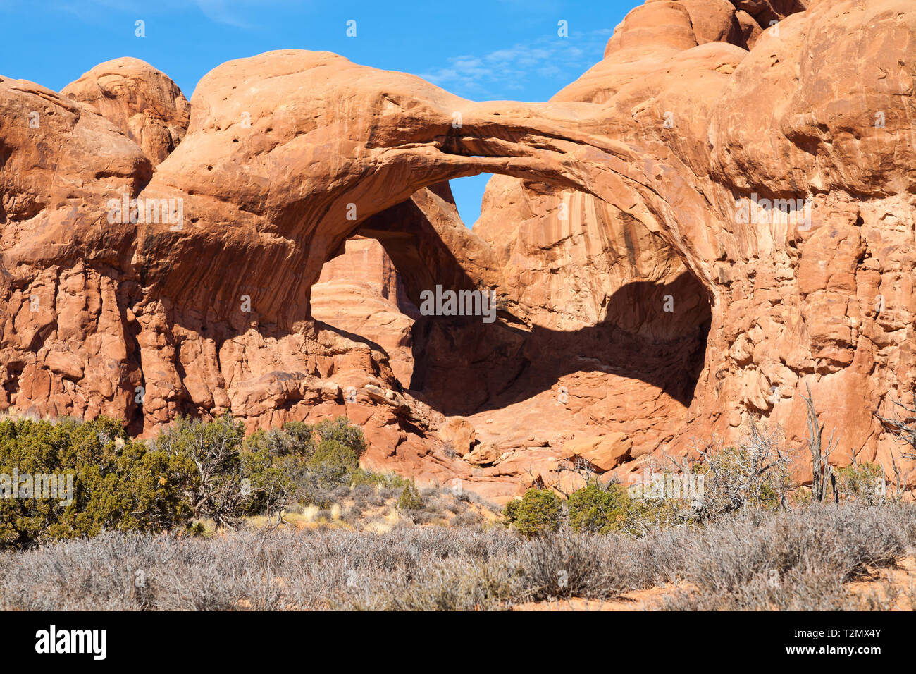 Double Arches in Arches National Park, USA. This double arches is ...