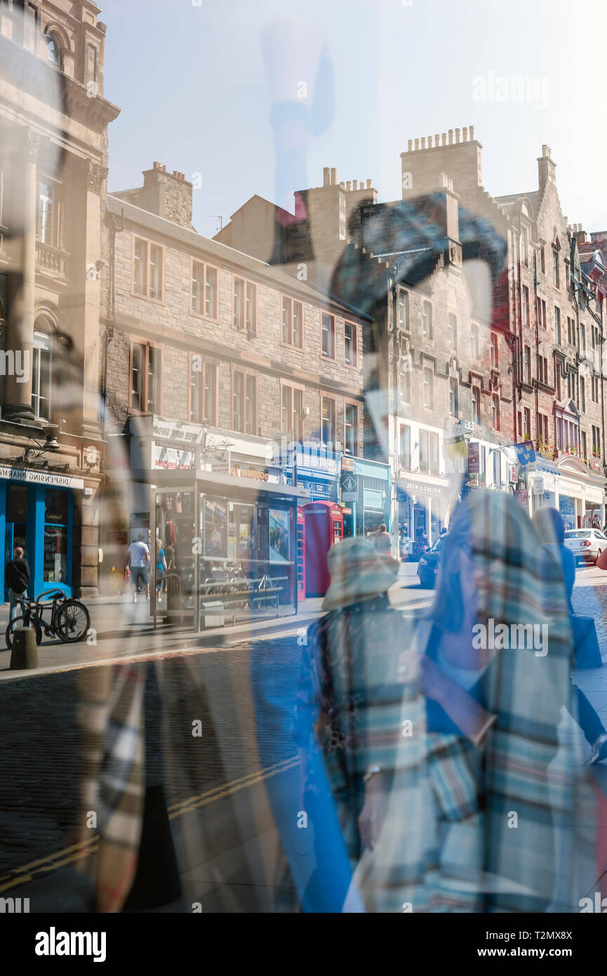 Reflections in an Edinburgh shop window Stock Photo - Alamy