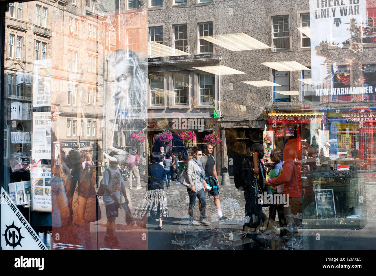 Reflections in an Edinburgh shop window Stock Photo - Alamy
