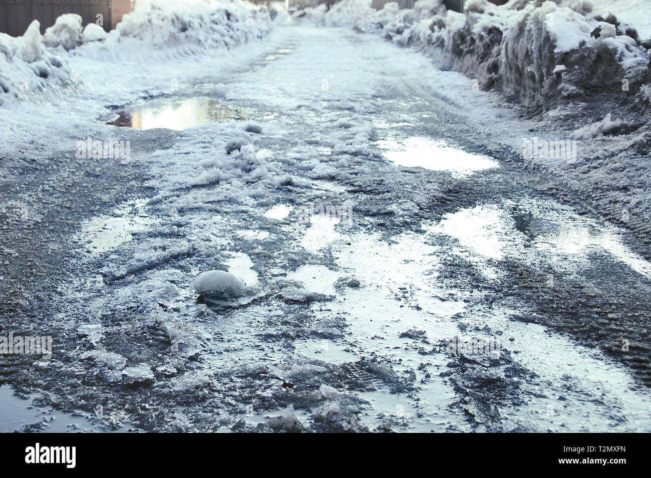 Puddles melting ice surface hi-res stock photography and images - Alamy