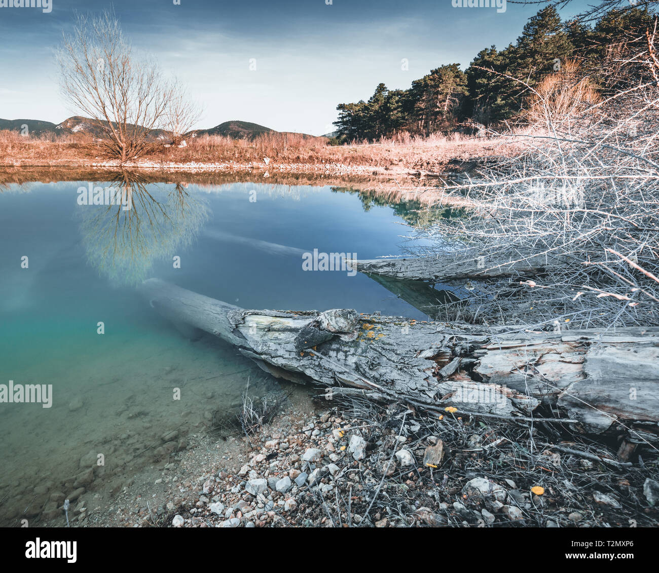 Fantastic alpine lake in lower Austria. Unusual and picturesque spring ...