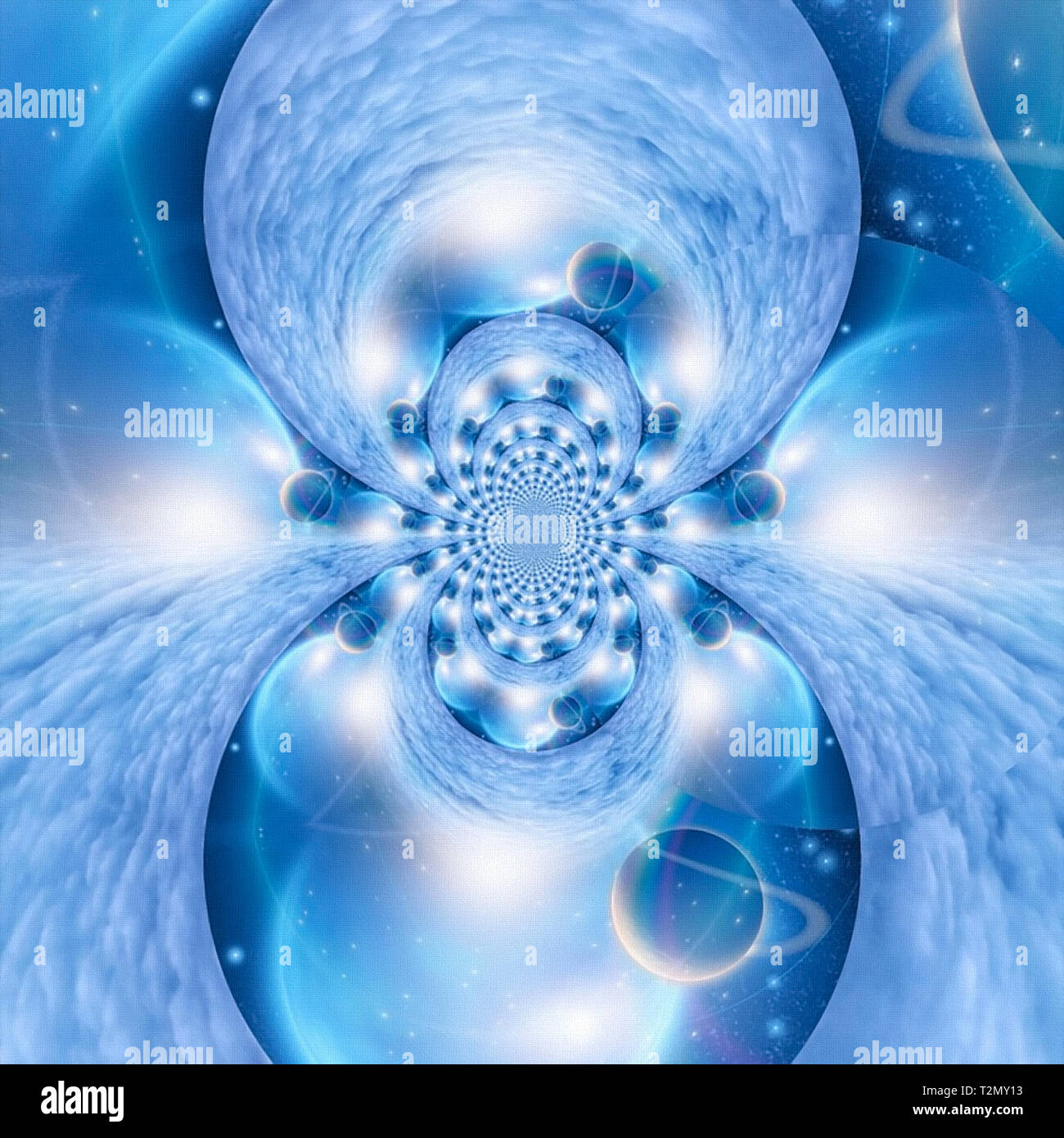 Modern digital fractal. Planets in endless spaces Stock Photo - Alamy