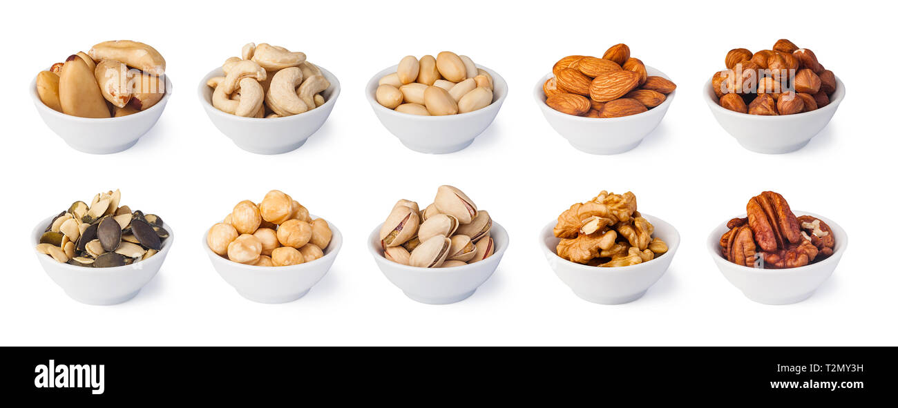 Nuts collection isolated on a white background Stock Photo - Alamy