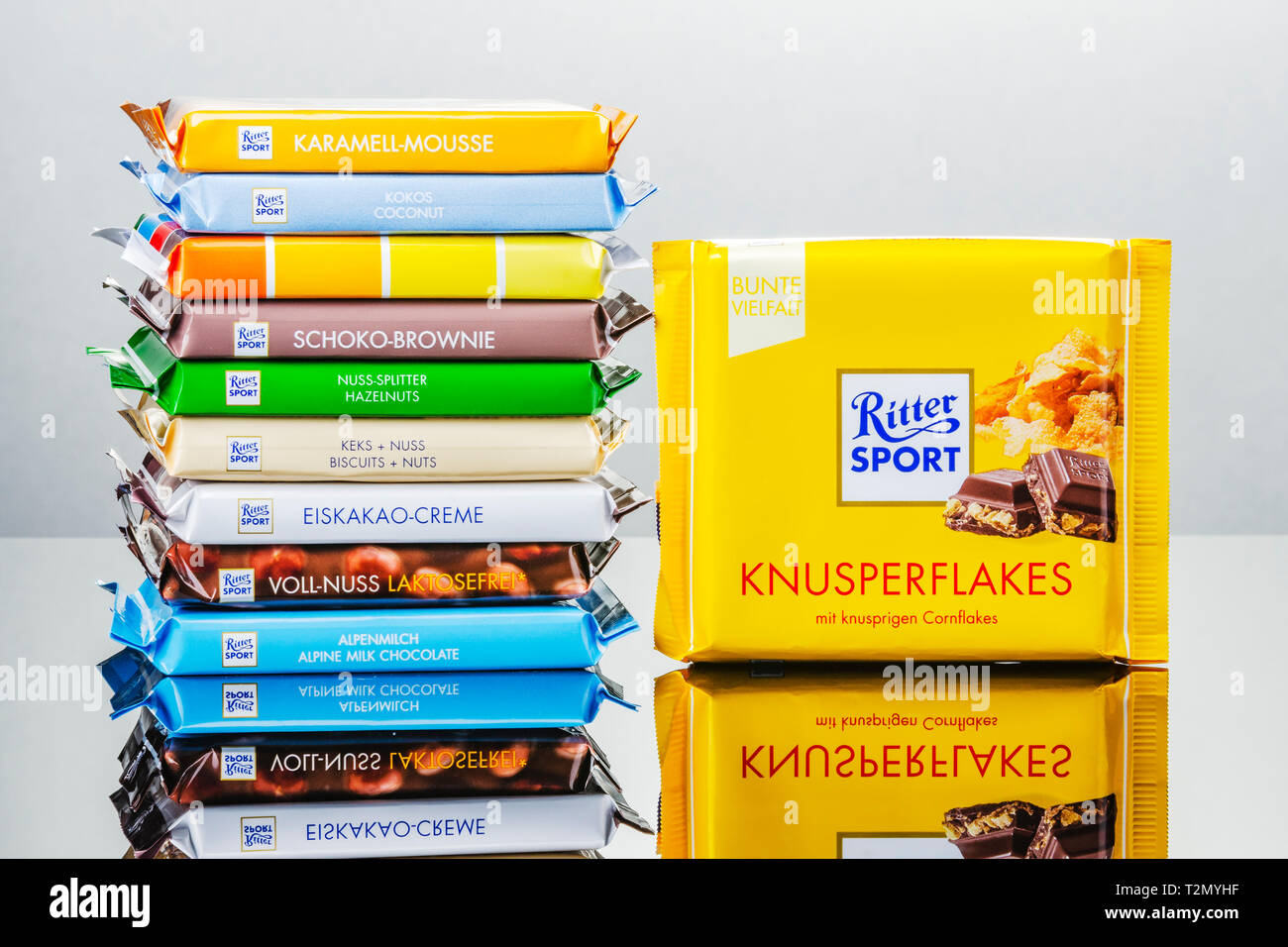 Variety of Ritter Sport chocolate bars Stock Photo - Alamy