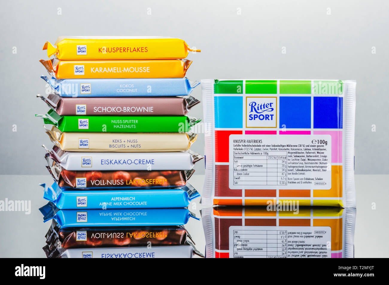 Variety of Ritter Sport chocolate bars Stock Photo - Alamy