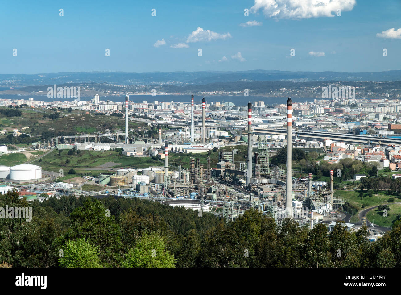 Refinery view of Curuna, Spain. Industrial landscape Stock Photo - Alamy