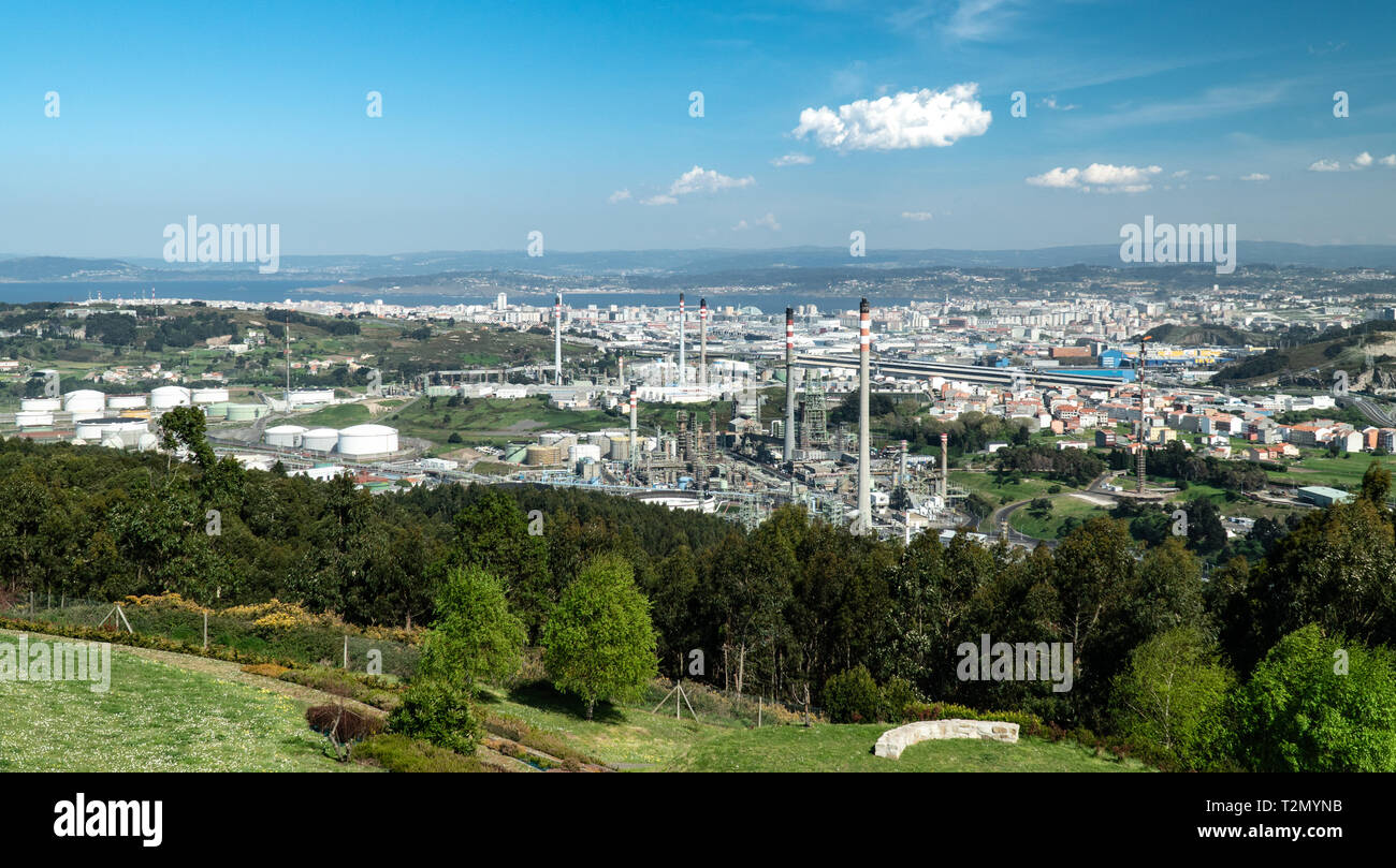 Refinery view of Curuna, Spain. Industrial landscape Stock Photo - Alamy