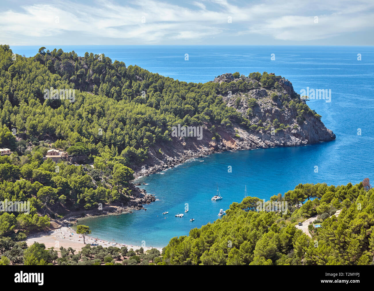 Cala Tuent cove beach seen from above, Mallorca, Spain Stock Photo - Alamy