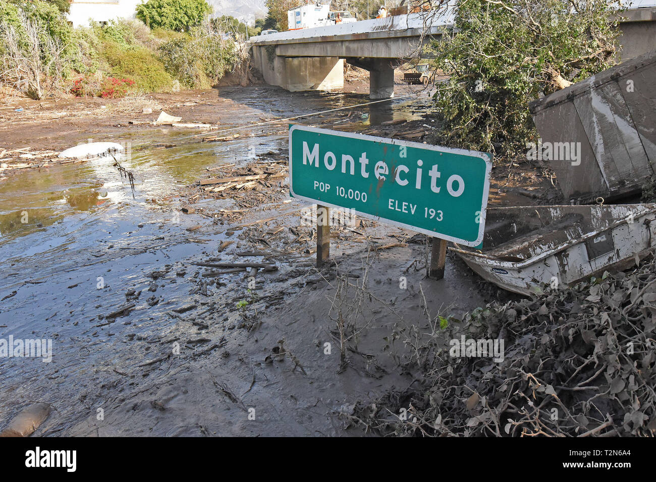 Montecito, CA, USA. 15th Jan, 2018. The Montecito town limit sign and ...