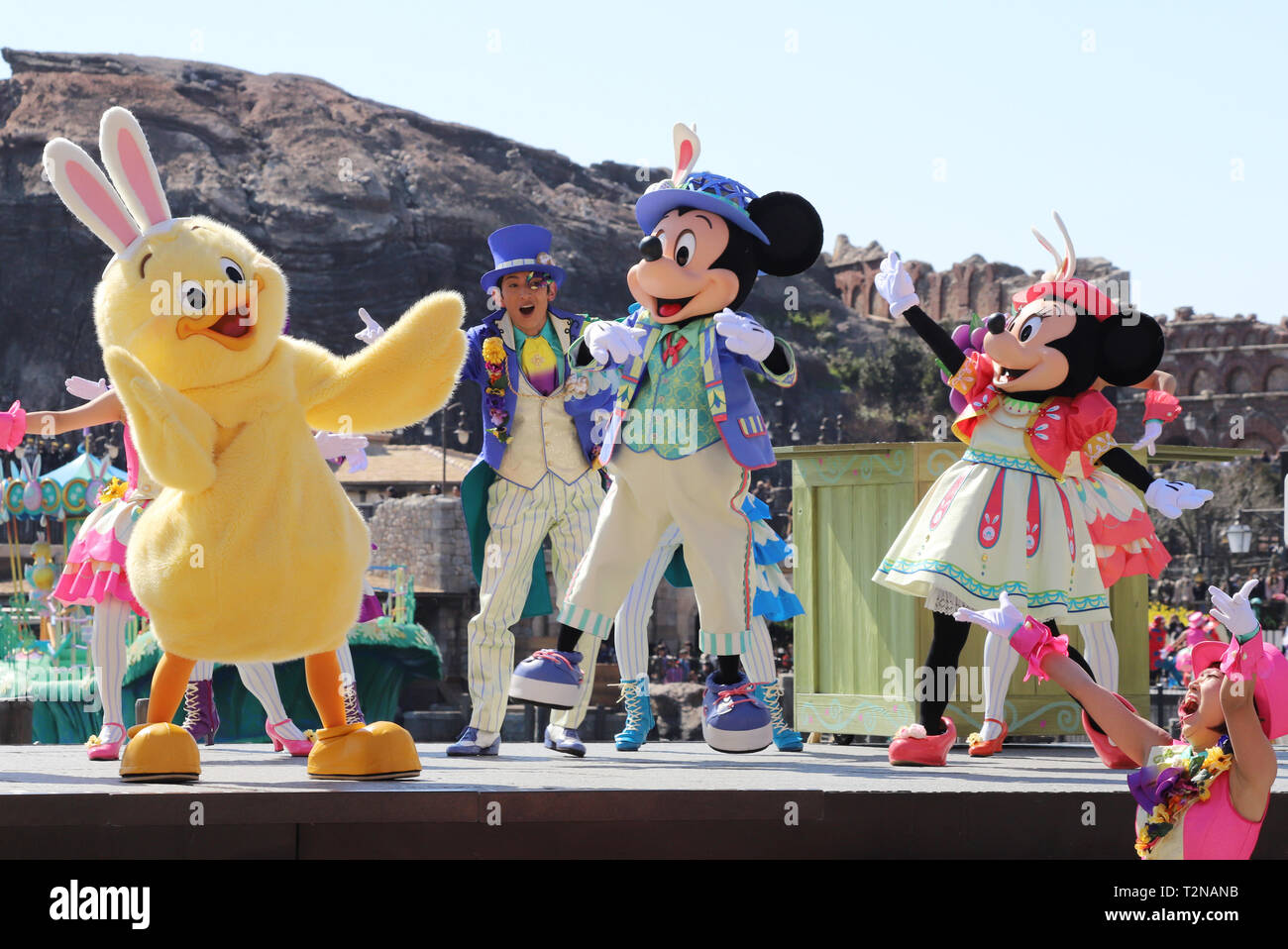 Tokyo, Japan. 3rd Apr, 2019. Disney character Mickey and Minnie Mouse ...