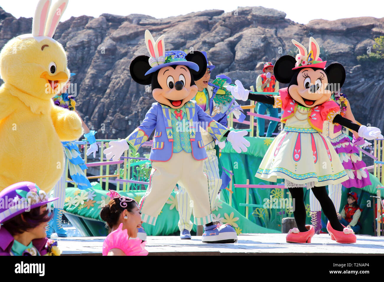Tokyo, Japan. 3rd Apr, 2019. Disney character Mickey and Minnie Mouse ...
