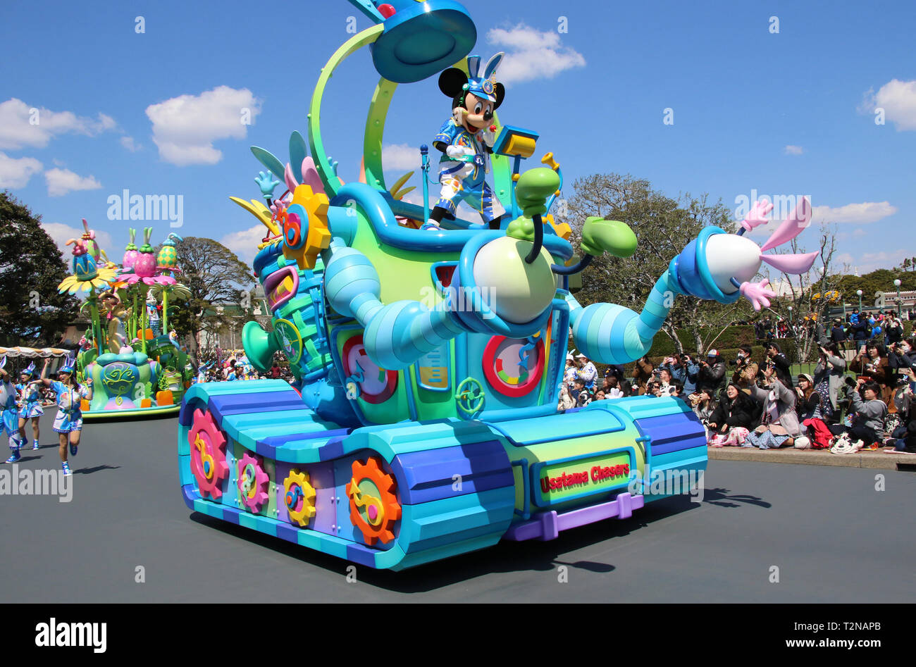 Tokyo, Japan. 3rd Apr, 2019. Disney character Mickey Mouse performs on ...