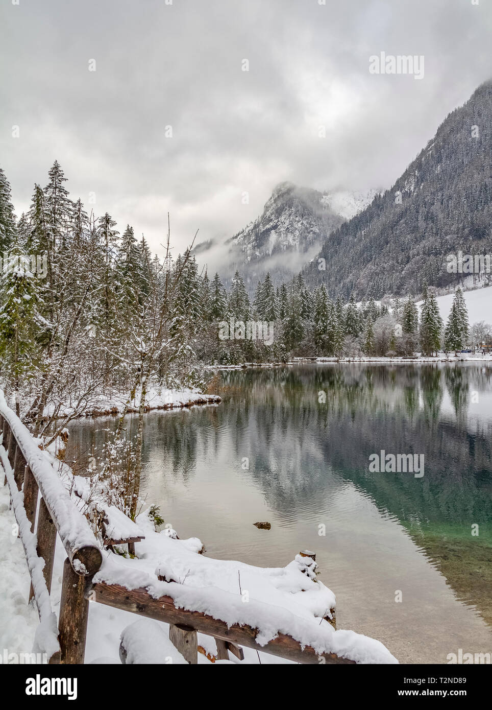 lake named Hintersee in Bavaria at winter time Stock Photo - Alamy
