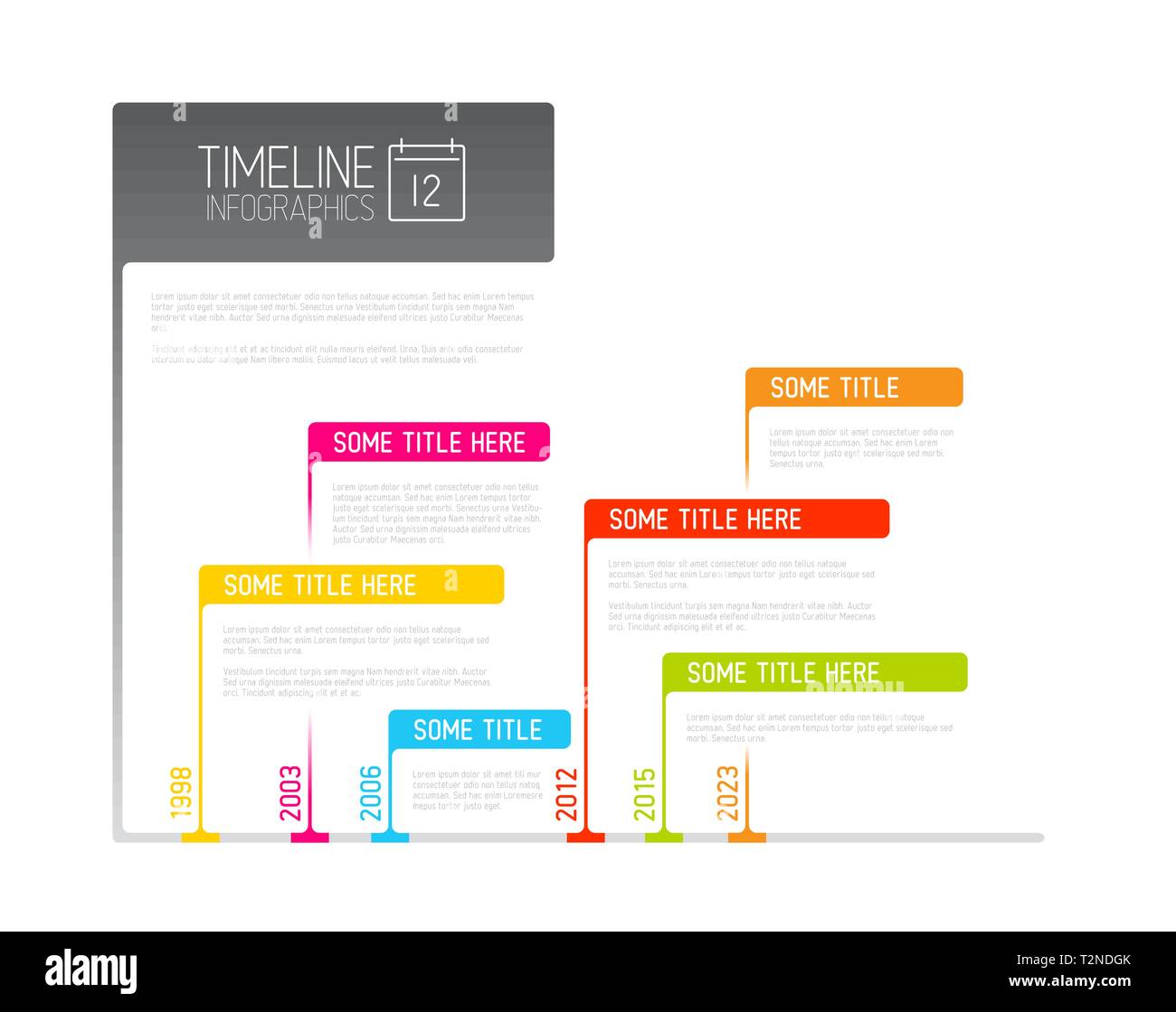 Colorful Vector Infographic timeline report template with flags Stock ...