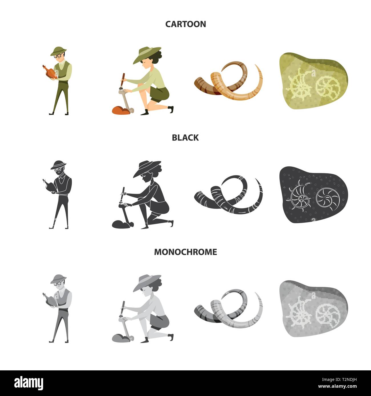 archaeologist,horn,rock,human,girl,tusk,black,amphora,ground,mammoth ...