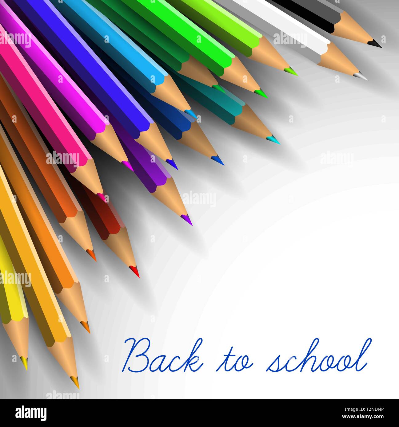 Vector Back to school poster - colorful crayons on white paper Stock ...