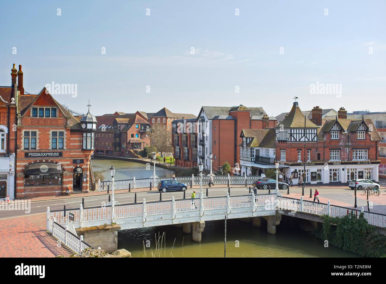 The River Medway and Tonbridge High street, Kent, England Stock Photo ...