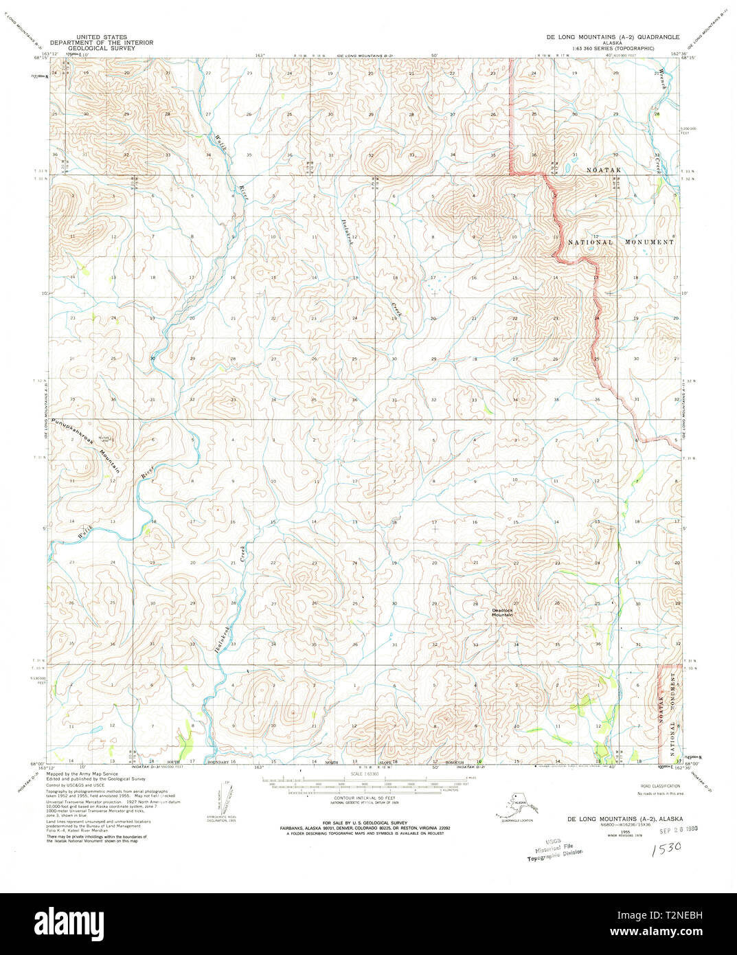 USGS TOPO Map Alaska AK De Long Mountains A-2 355342 1955 63360 ...