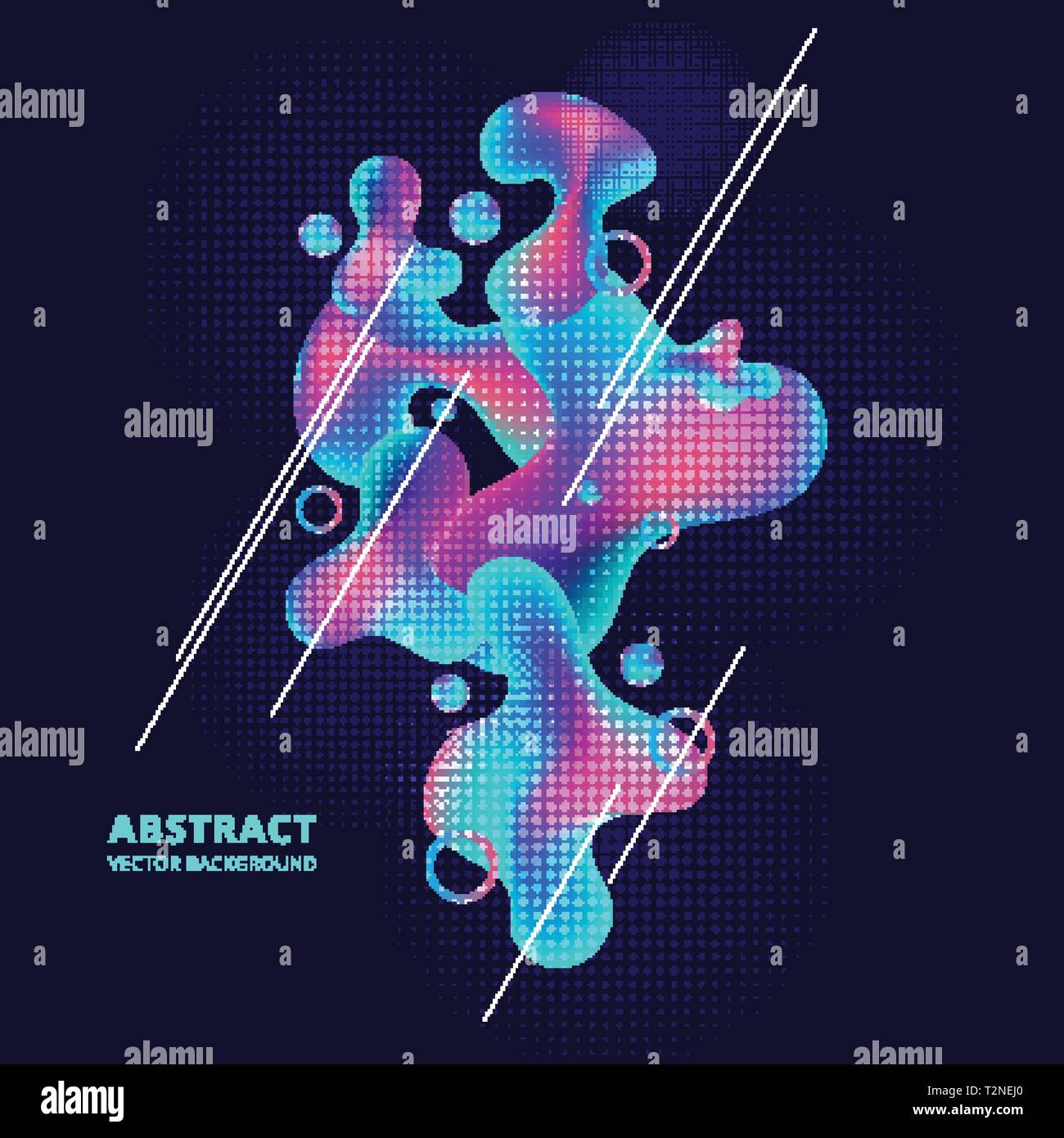 Abstract trendy fluid shape bright gradient colors on dark background ...