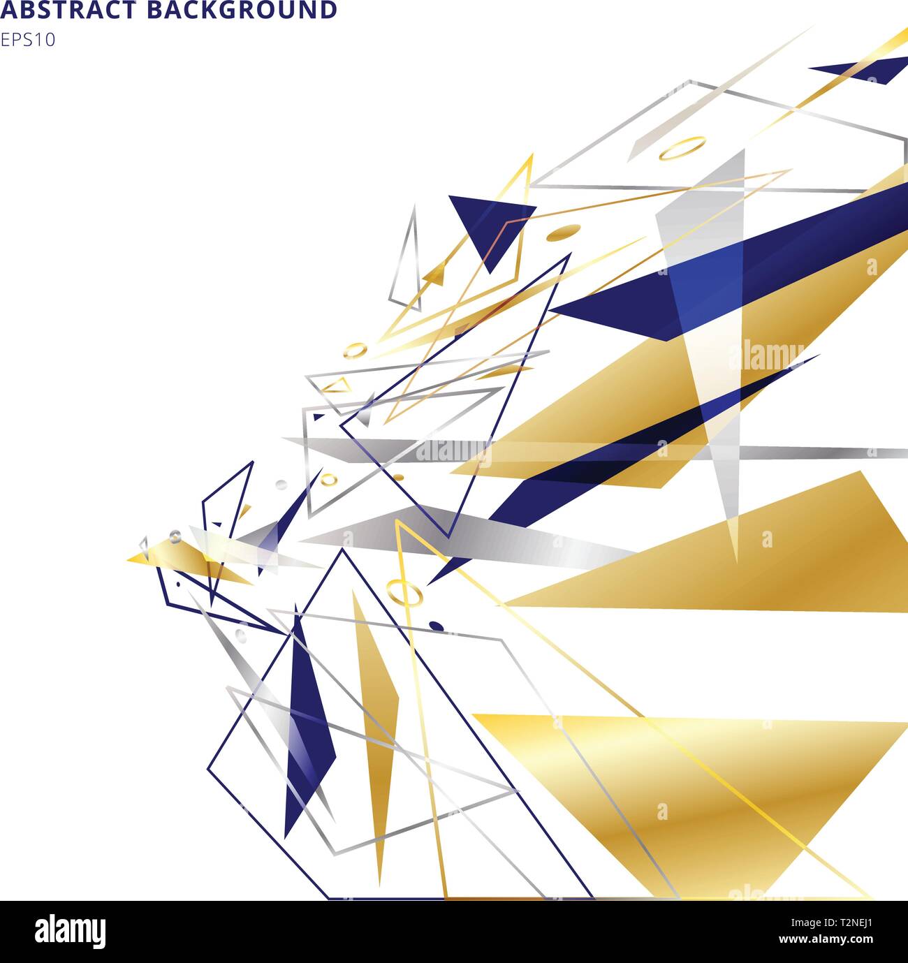 Abstract polygonal geometric triangles shapes and lines gold, silver ...