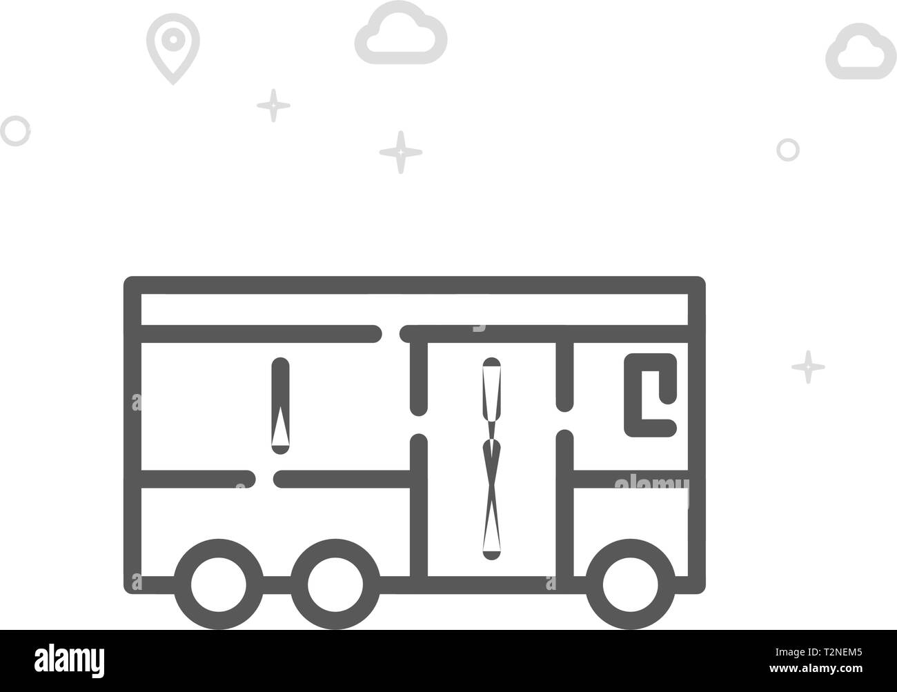 Shuttle Bus Vector Line Icon. City Urban Transport Symbol, Pictogram ...