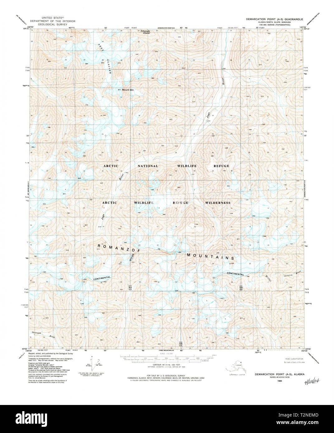 USGS TOPO Map Alaska AK Demarcation Point A-5 355372 1983 63360 ...