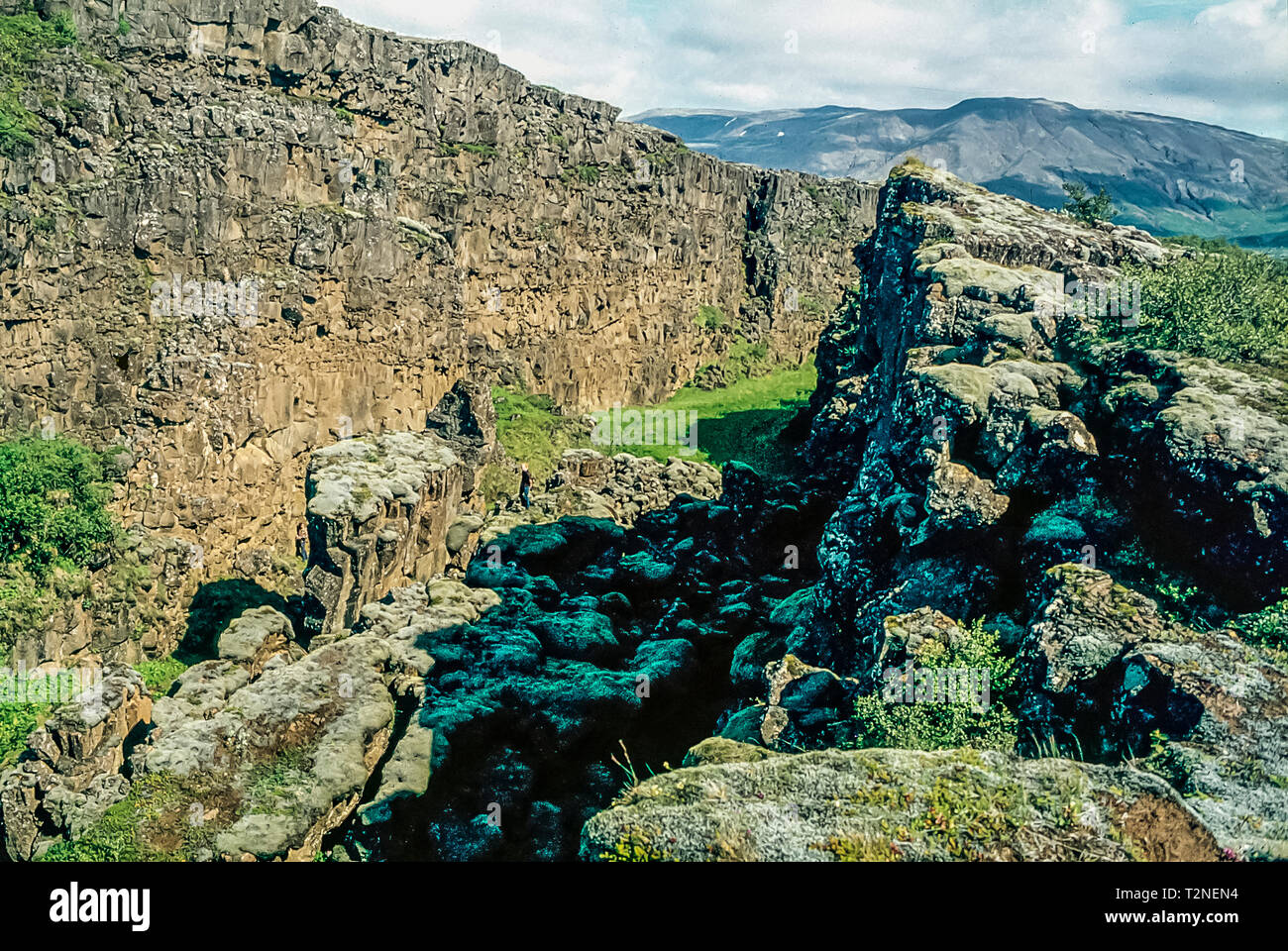 Iceland. Thingvella geological fault-line at the small village of ...