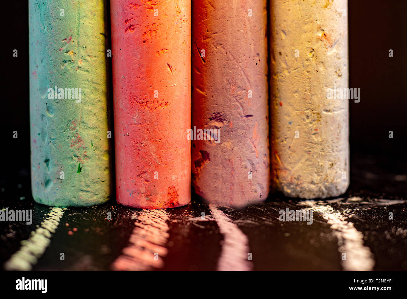 chalk with colorful lines, detail background Stock Photo - Alamy