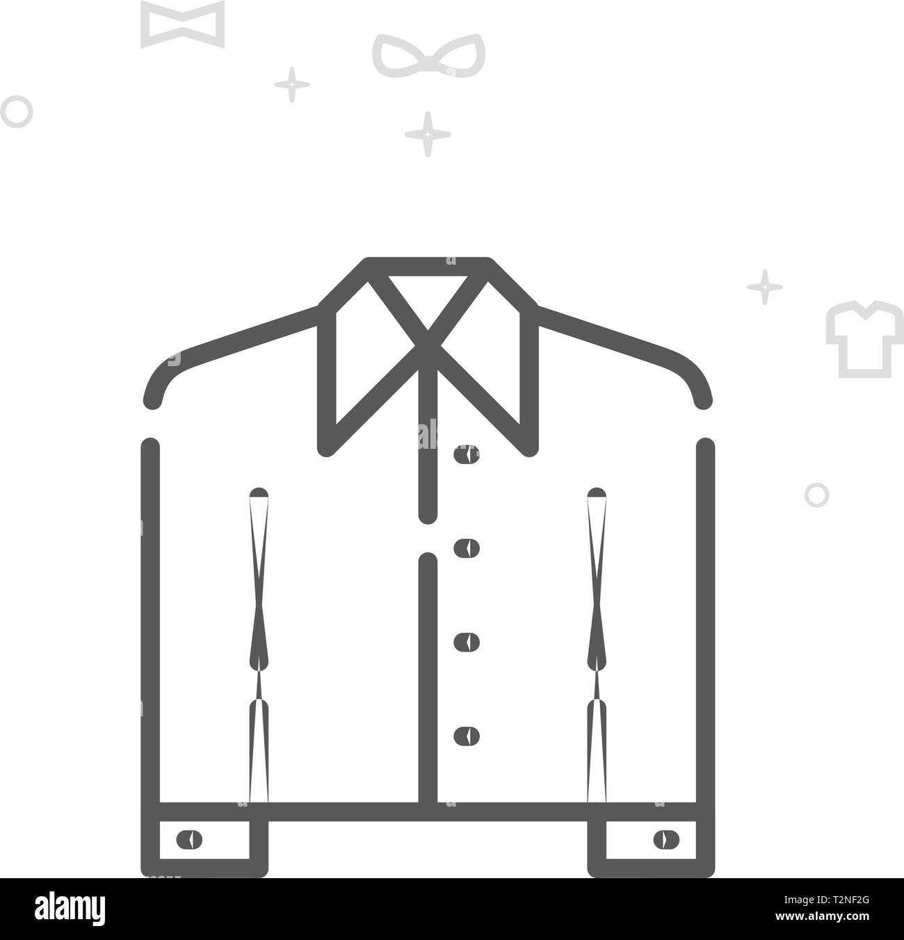Uniform Shirt with a Collar Vector Line Icon. Clothes, Garments Symbol ...