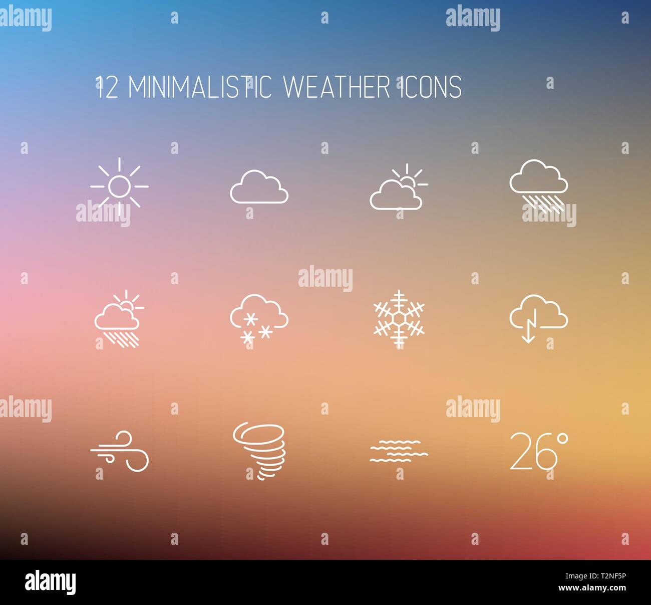 Vector weather thin line icon set on a blurred background Stock Vector ...