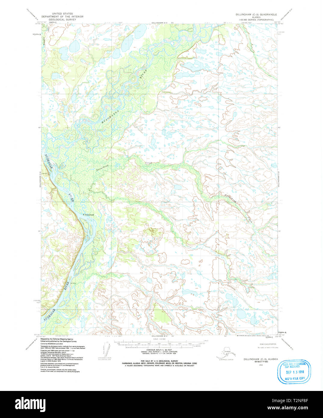 USGS TOPO Map Alaska AK Dillingham C-3 355432 1954 63360 Restoration ...