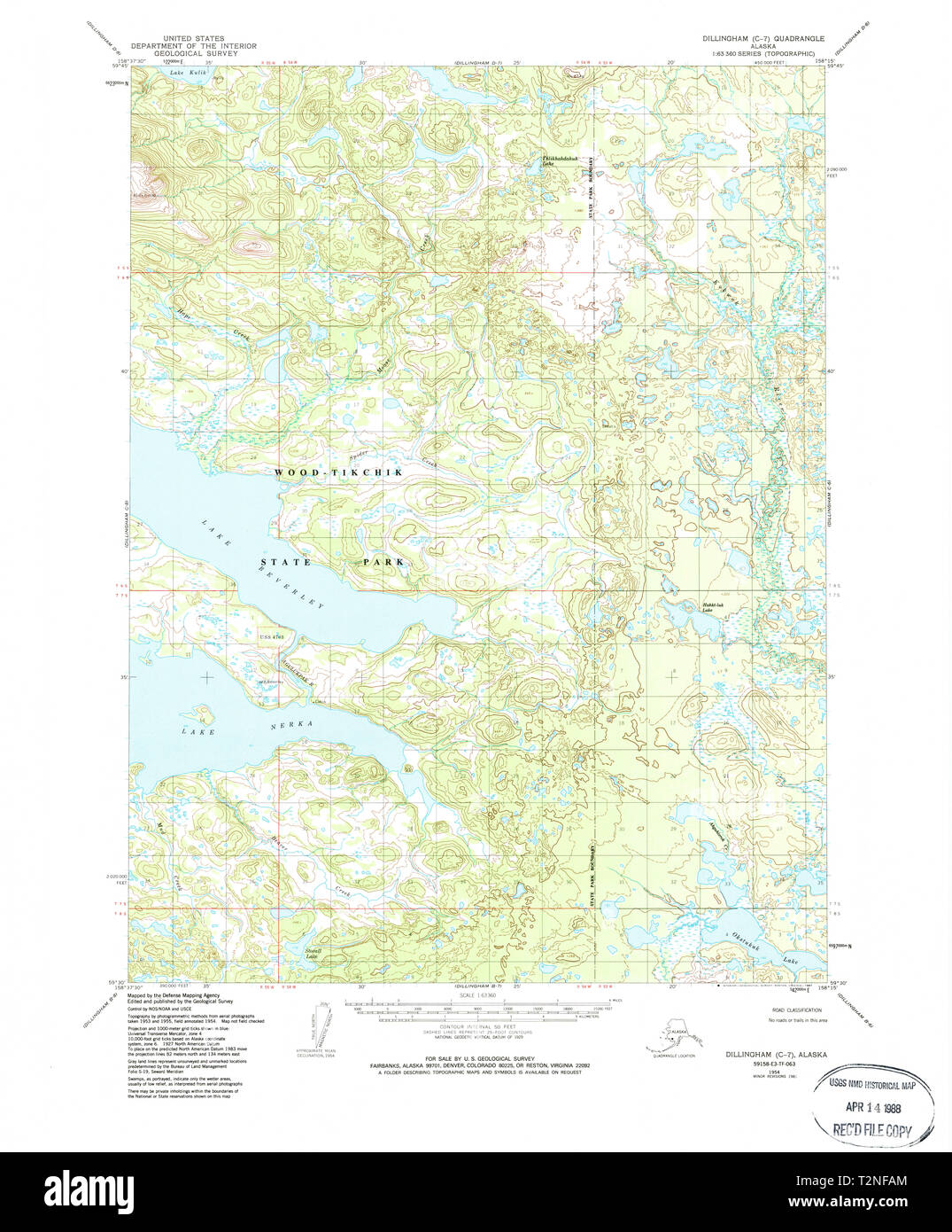 USGS TOPO Map Alaska AK Dillingham C-7 355438 1954 63360 Restoration ...