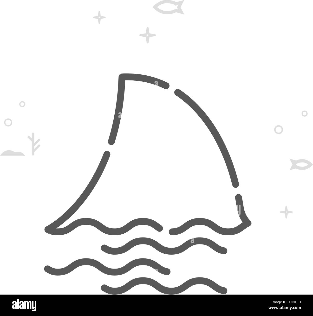 Shark Fin Vector Line Icon. Marine Life, Sea Creatures Symbol ...
