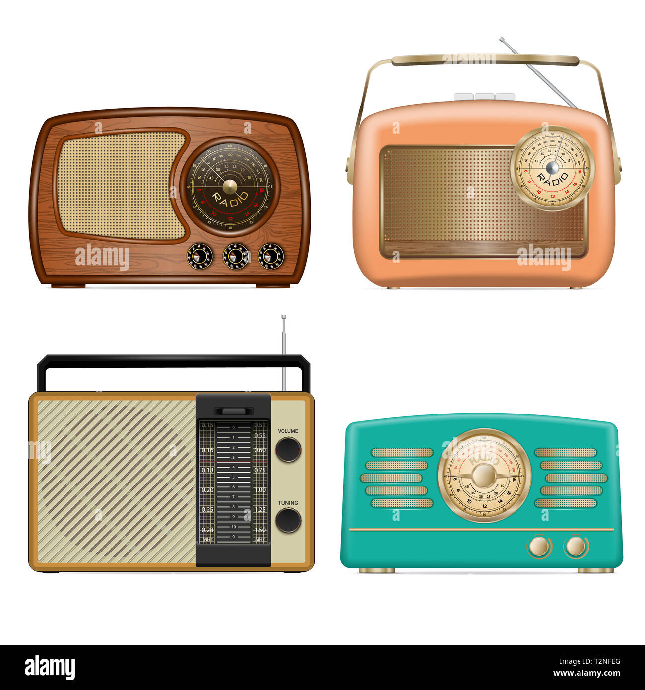 Radio icon set. Realistic set of radio vector icons for web design ...