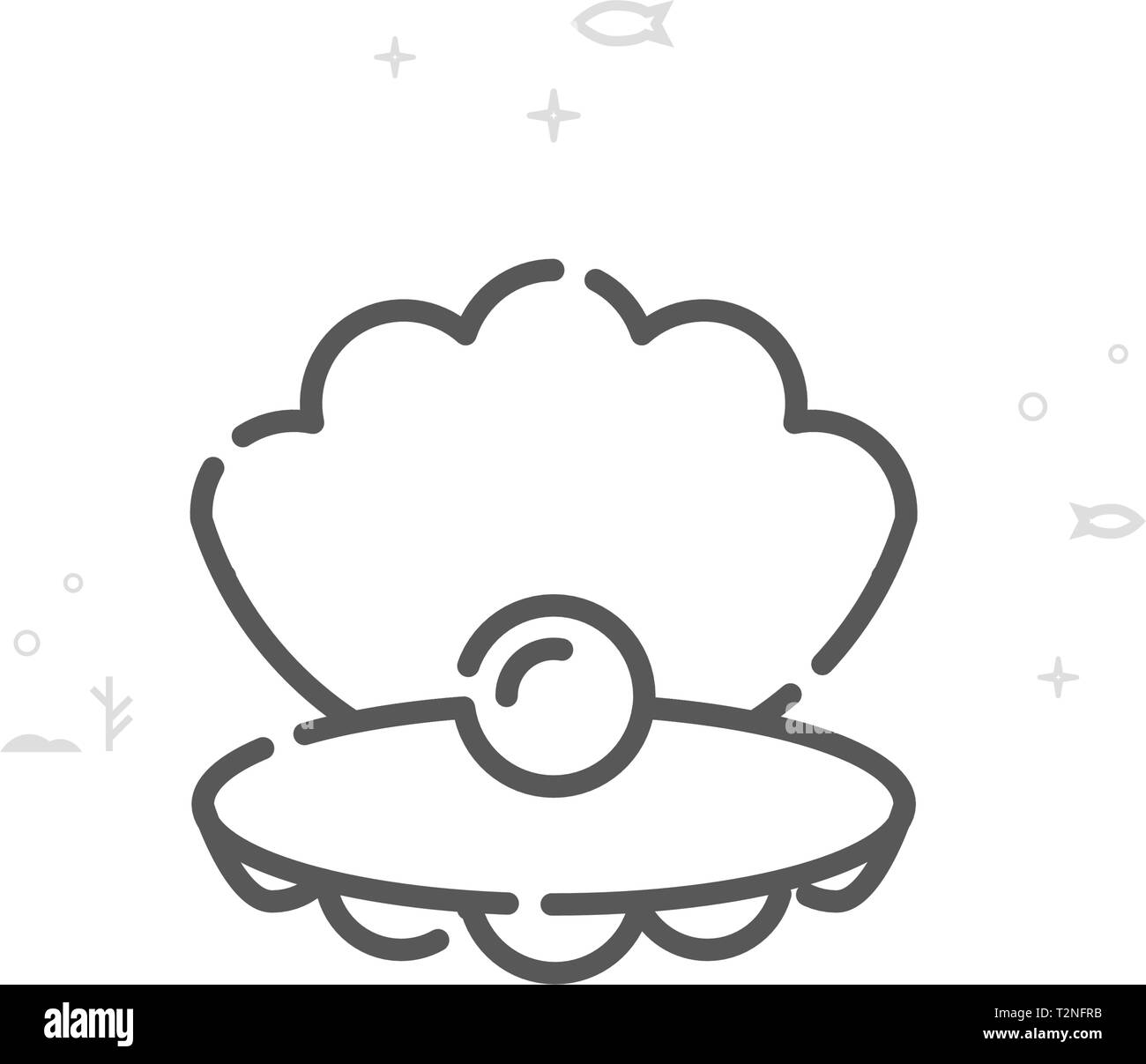 Sea Shell with Pearl Vector Line Icon. Marine Life, Sea Creatures ...