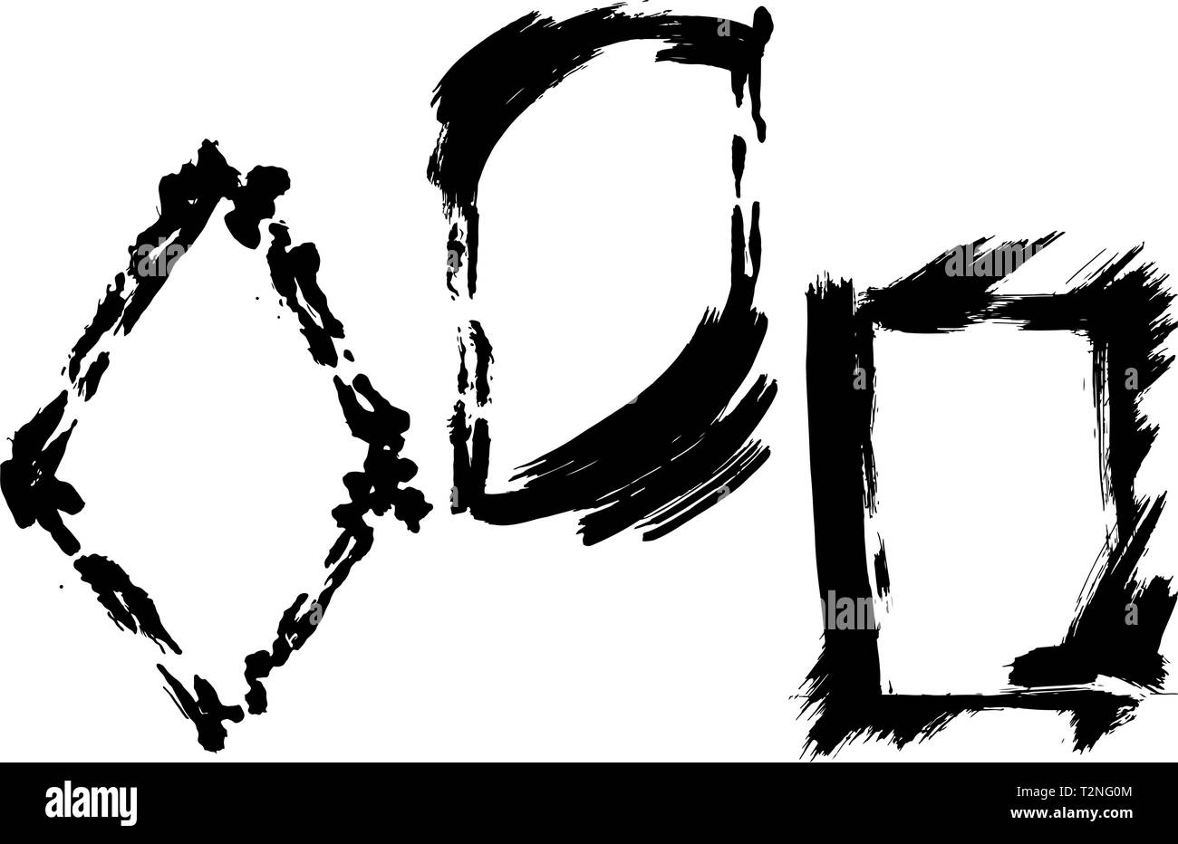 Vector Dry brush frames. Hand drawn artistic frames. Grunge brush ...