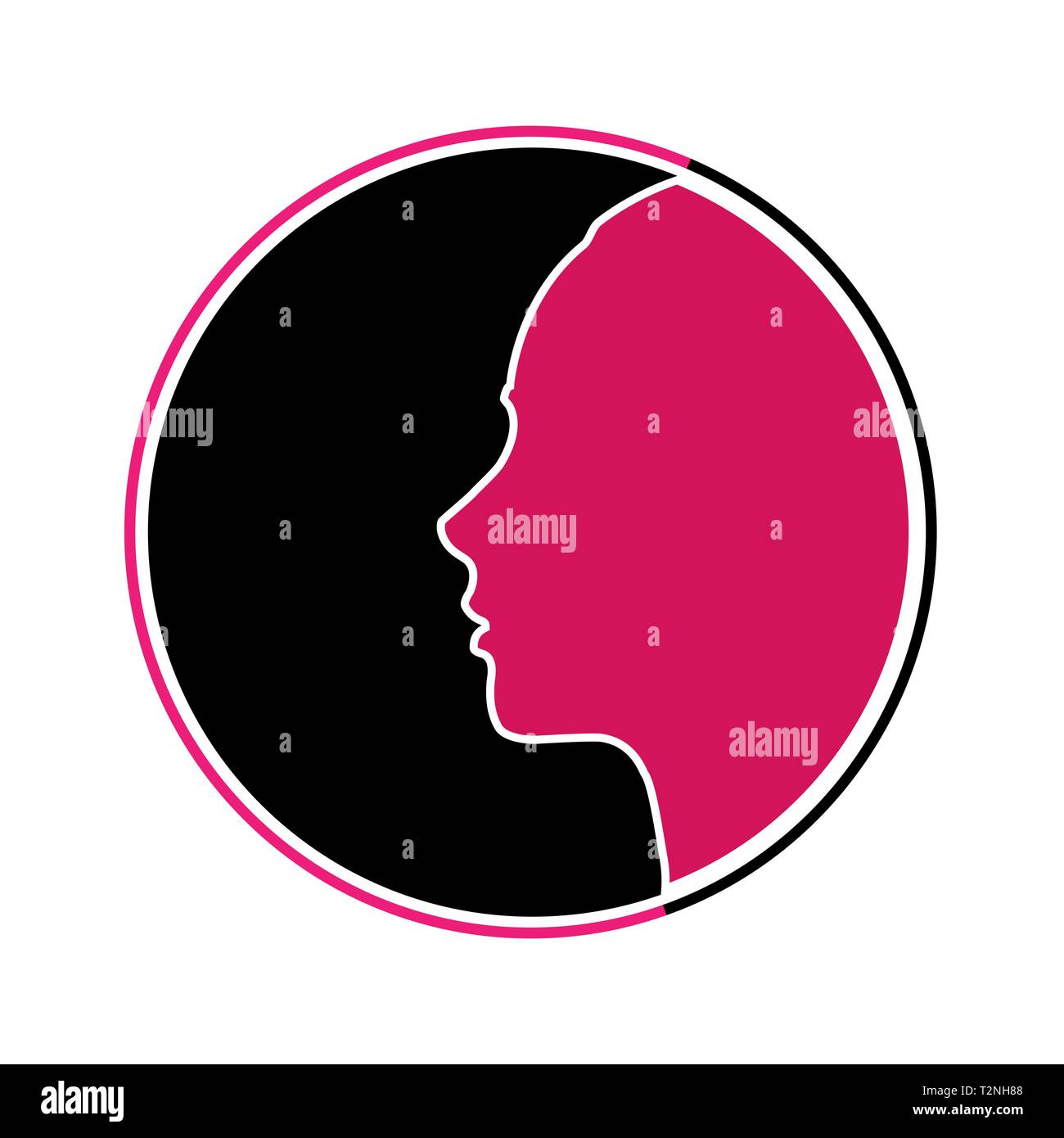 Female profile silhouette in a circle, flat design Stock Vector Image ...