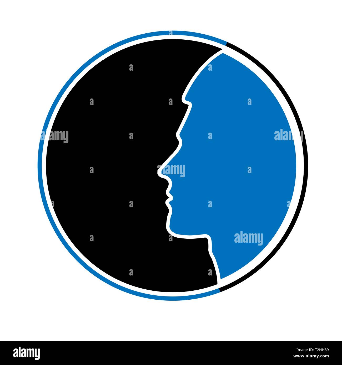 Male profile silhouette in a circle, flat design Stock Vector Image ...