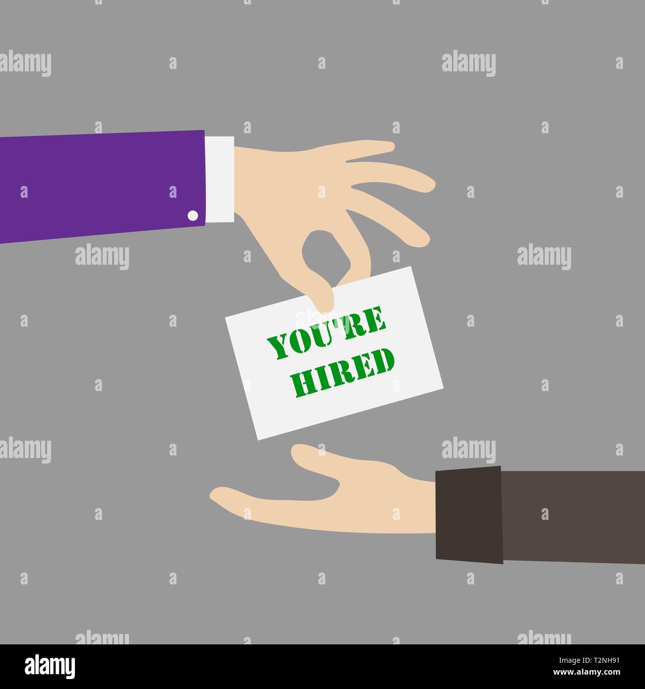 From hand to hand passed a piece of paper that says you're hired, flat ...