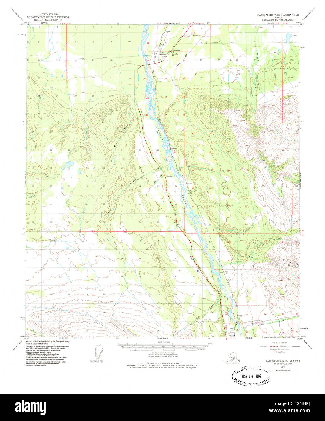 USGS TOPO Map Alaska AK Fairbanks A-5 355542 1950 63360 Restoration ...