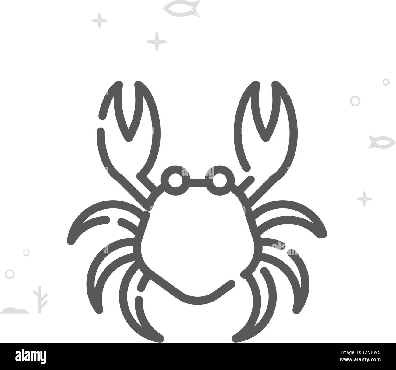 Crab Vector Line Icon. Marine Life, Sea Creatures Symbol, Pictogram ...