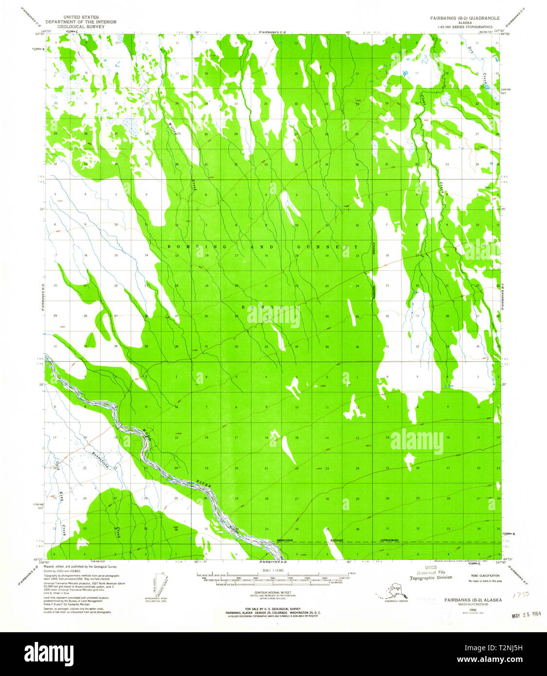 USGS TOPO Map Alaska AK Fairbanks B-2 355552 1950 63360 Restoration ...