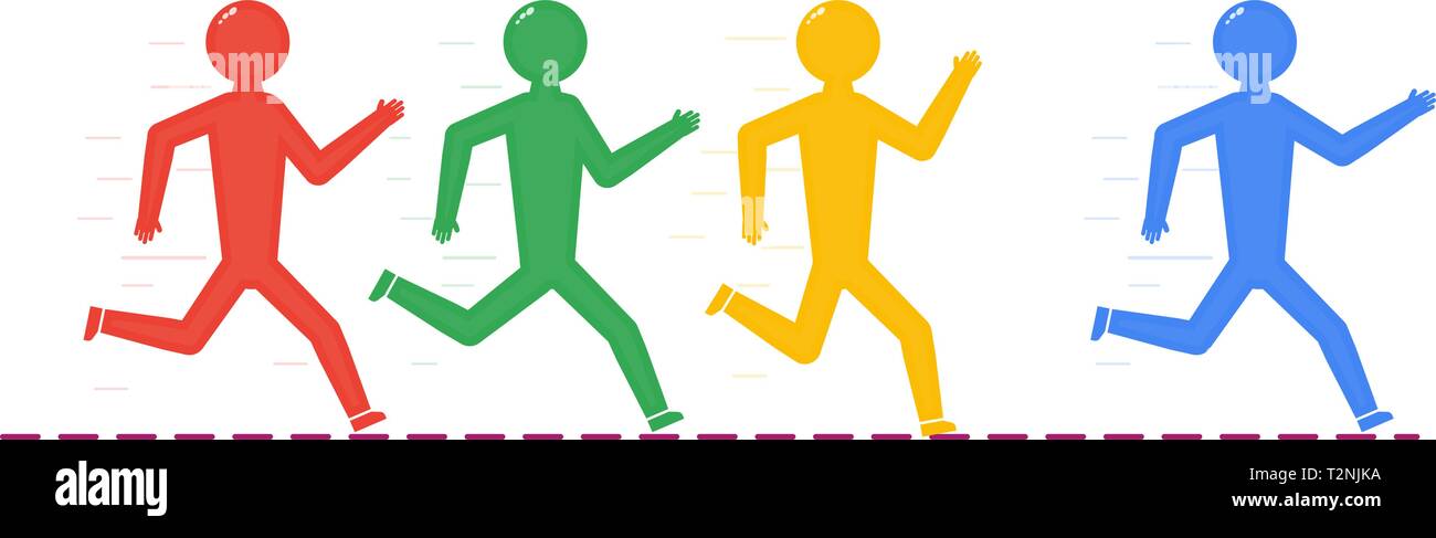 Running to the goal, marathon, defeating your rivals, running people of ...