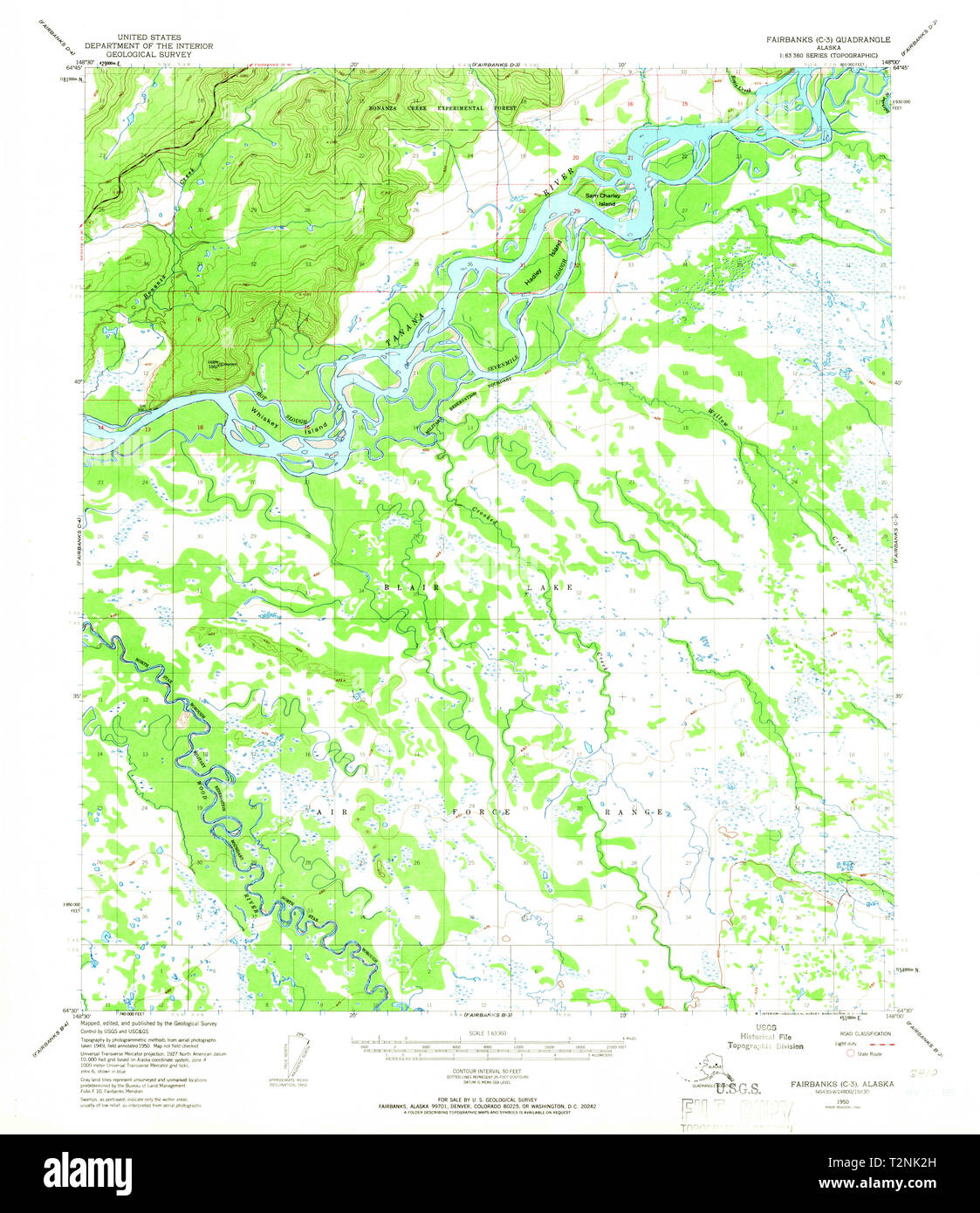 USGS TOPO Map Alaska AK Fairbanks C-3 355585 1950 63360 Restoration ...