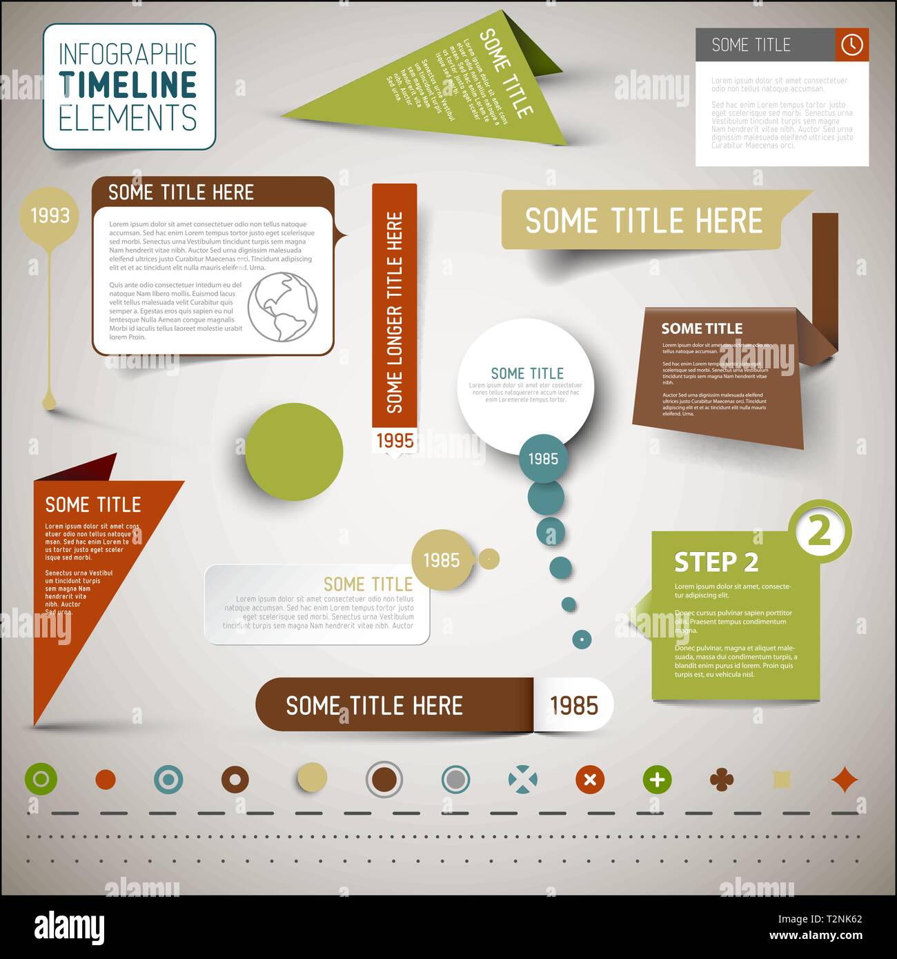 Vector infographic timeline elements / template - various retro colors ...