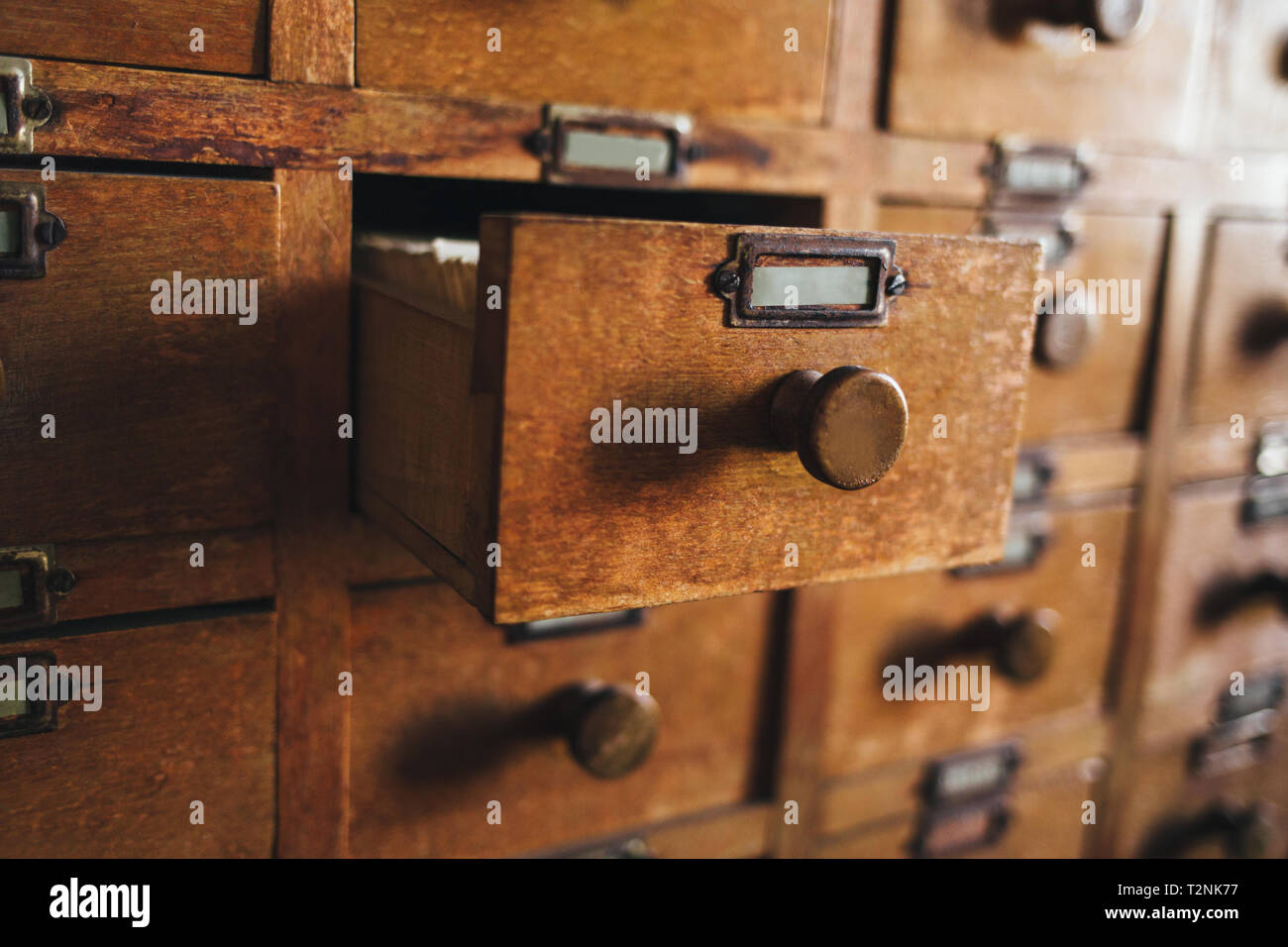 Open index drawer. Vintage file catalog box Stock Photo - Alamy