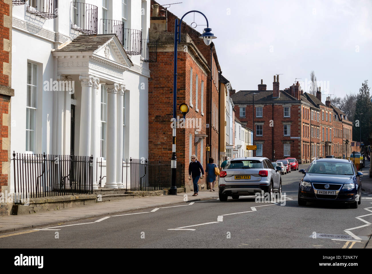 Devizes, Wiltshire, England, UK. March 2019. colourful houses on Long ...
