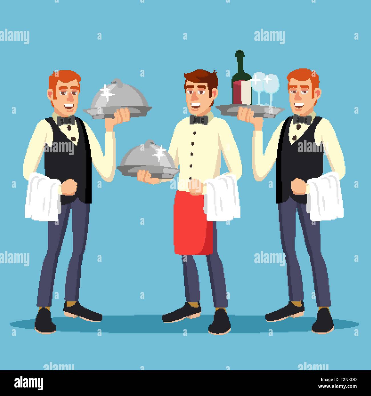 Butler Worker Vector. Man Butler Person In Uniform With Dish. Dinner ...
