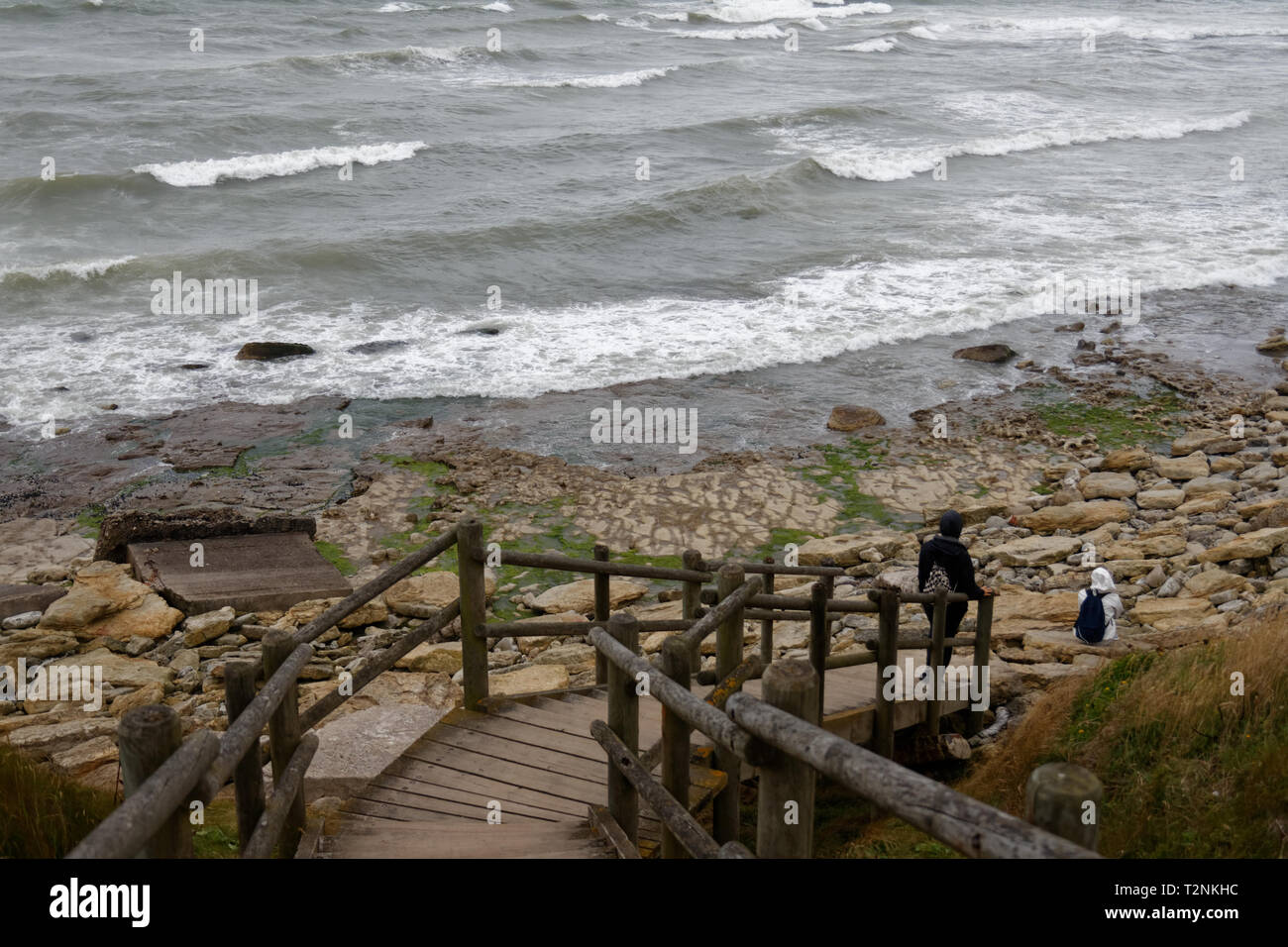 Rainy and windy coast of Normandy, France Stock Photo - Alamy